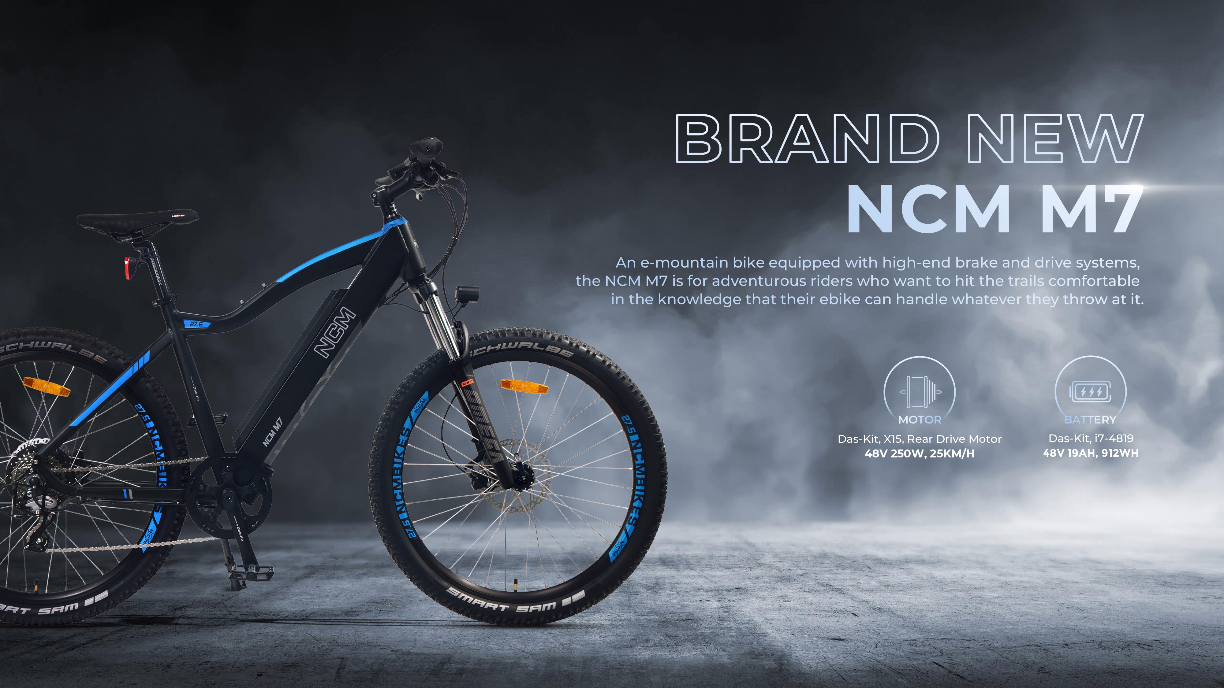 NCM M7 Electric Mountain Bike | With GPS Tracking, Torque Sensor