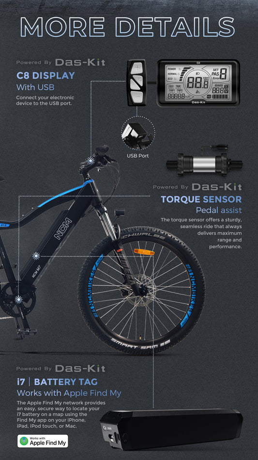 NCM M7 Electric Mountain Bike | With GPS Tracking, Torque Sensor