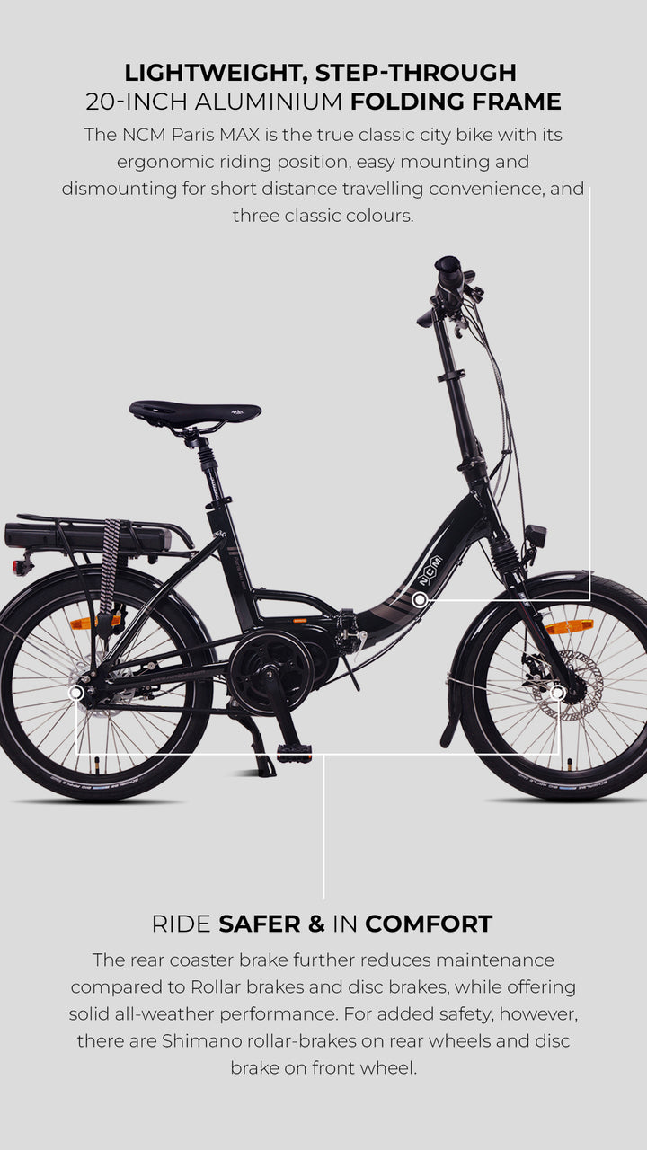 NCM Paris Max N8R - Folding E-Bike with Mid Drive Motor